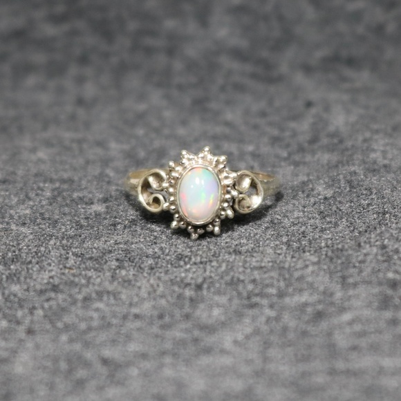 Sterling | Jewelry | 925 Sterling Silver Genuine Ethiopian White Opal Stone Ring | Poshmark